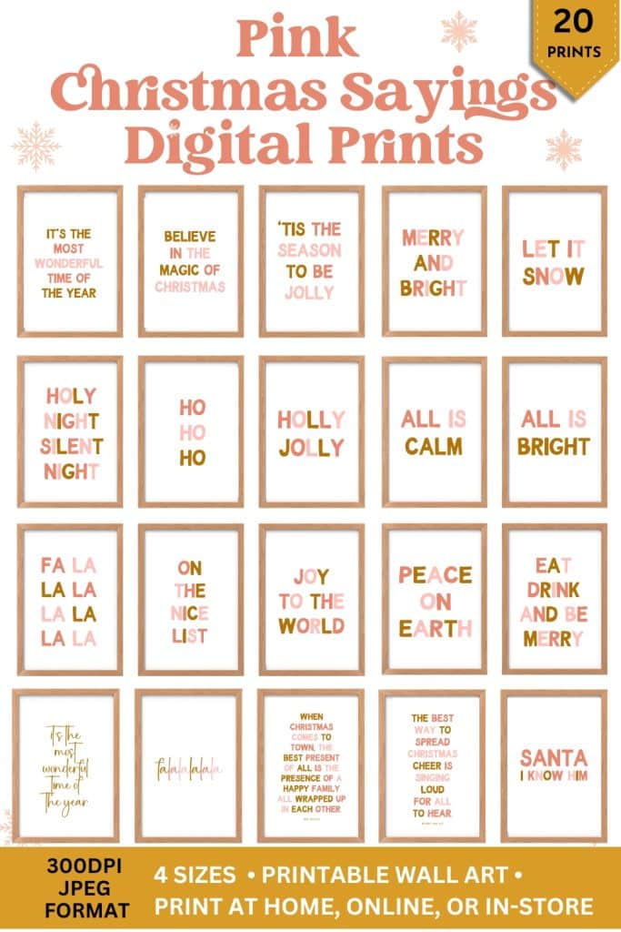 Pink Christmas Sayings Digital Prints | Cali Girl Digital
