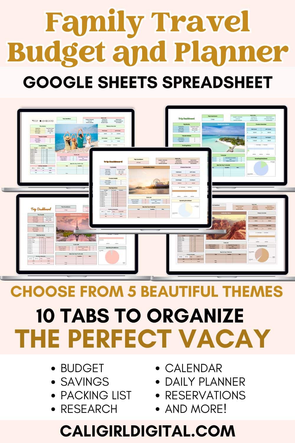 Family Travel Planners Spreadsheets | Cali Girl Digital