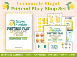 Kids Lemonade Stand Pretend Play Set | Cali Girl Digital