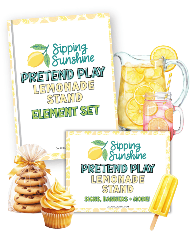 Kids Lemonade Stand Pretend Play Set | Cali Girl Digital