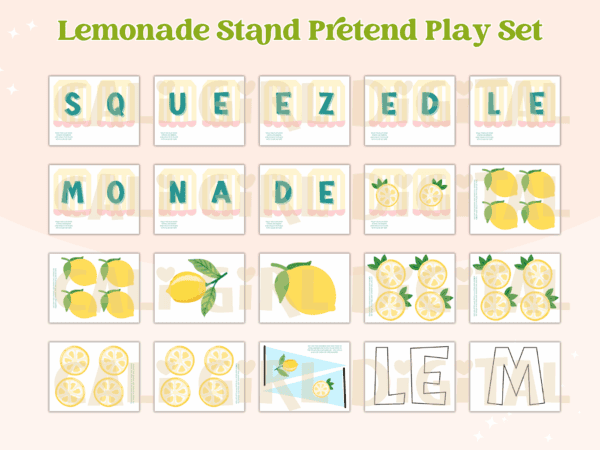 Kids Lemonade Stand Pretend Play Set | Cali Girl Digital