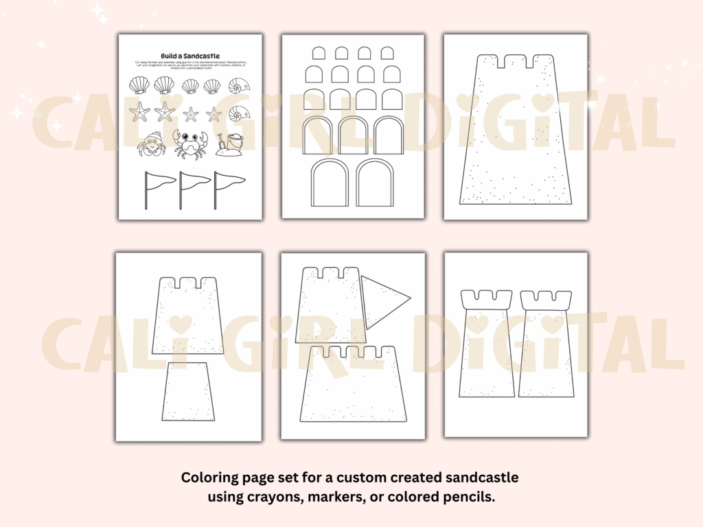 Build A Sandcastle Paper Craft Printable | Cali Girl Digital