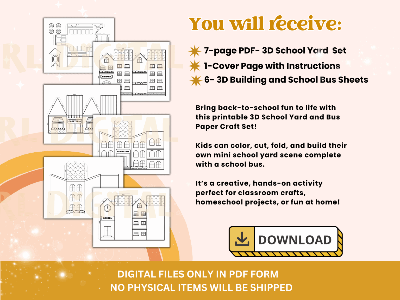 Build A School 3D Paper Craft Printable | Cali Girl Digital