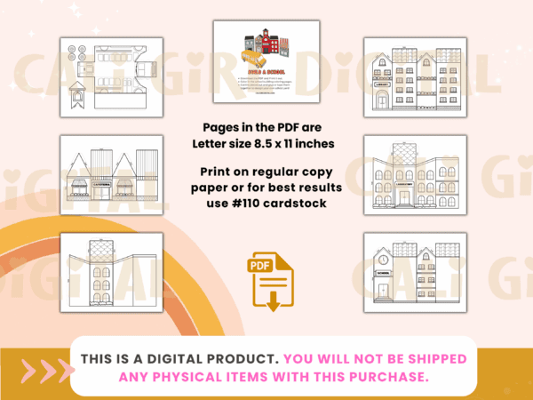 Build A School 3D Paper Craft Printable | Cali Girl Digital