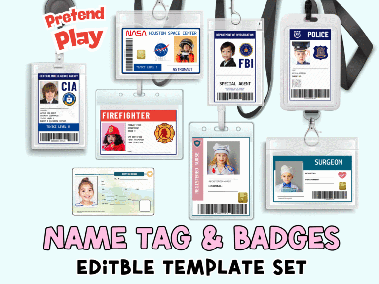 Pretend Play Name Tag And Badge Set | Cali Girl Digital